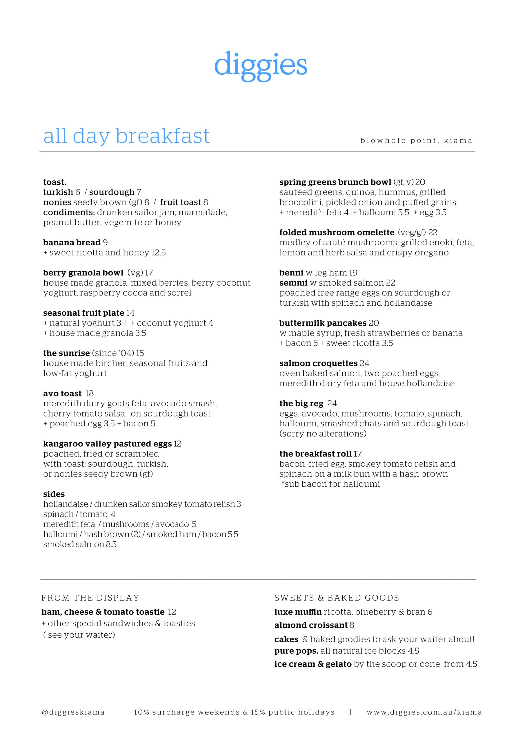 Diggies | Our Menu - Diggies