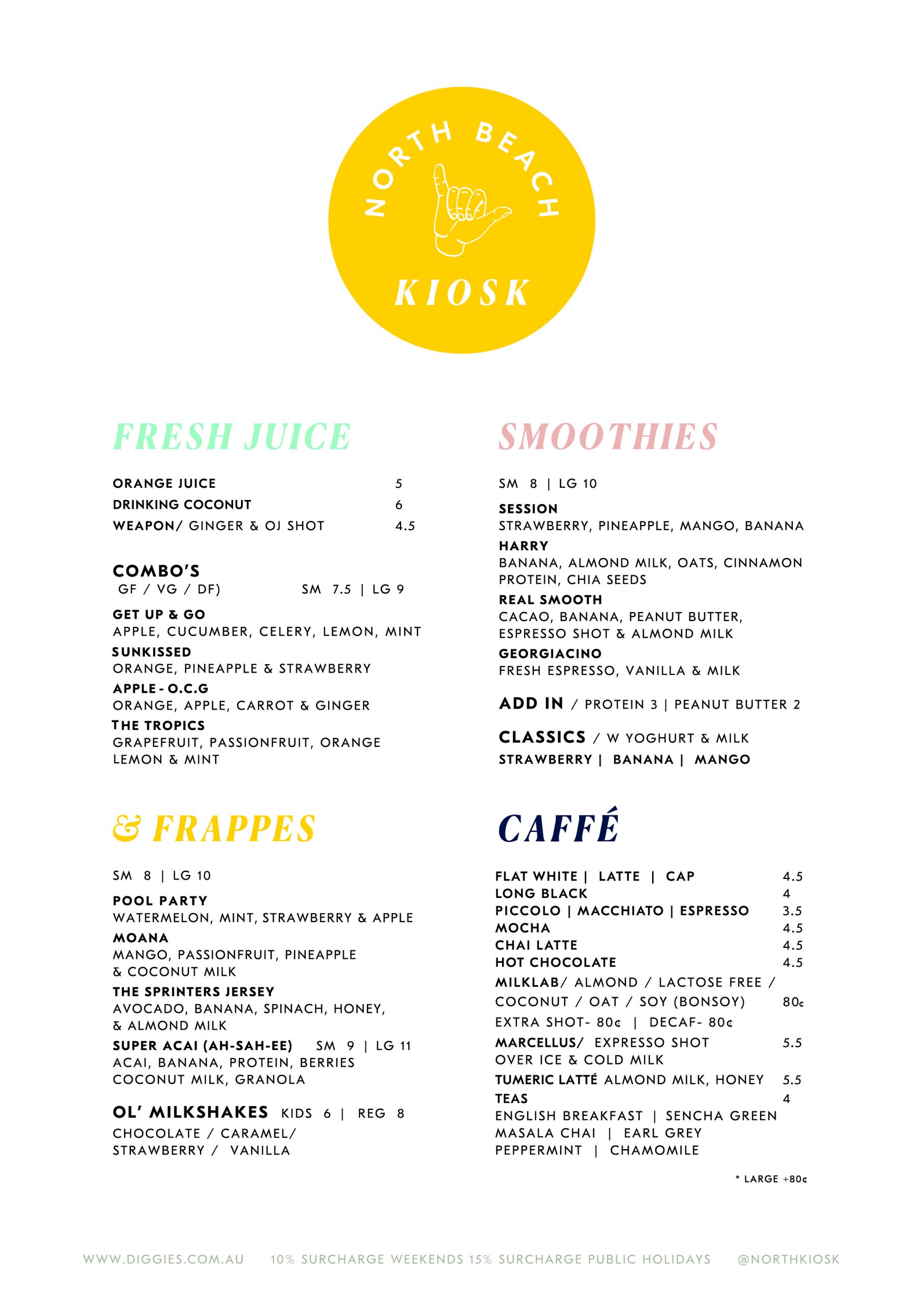 Diggies | Our Menu - Diggies